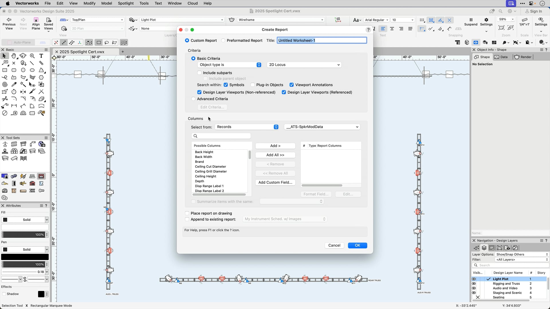 Create Worksheet 2025 | Vectorworks University